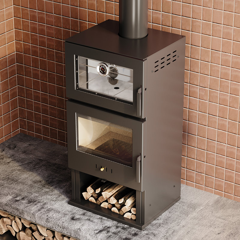 BrooveWave 3200 Square Feet Freestanding Indoor Direct Vent Burner Fireplace With Oven Natural ...